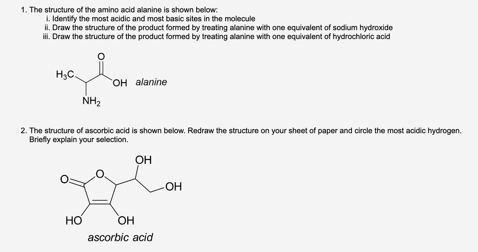 Solved 1. The structure of the amino acid alanine is shown | Chegg.com