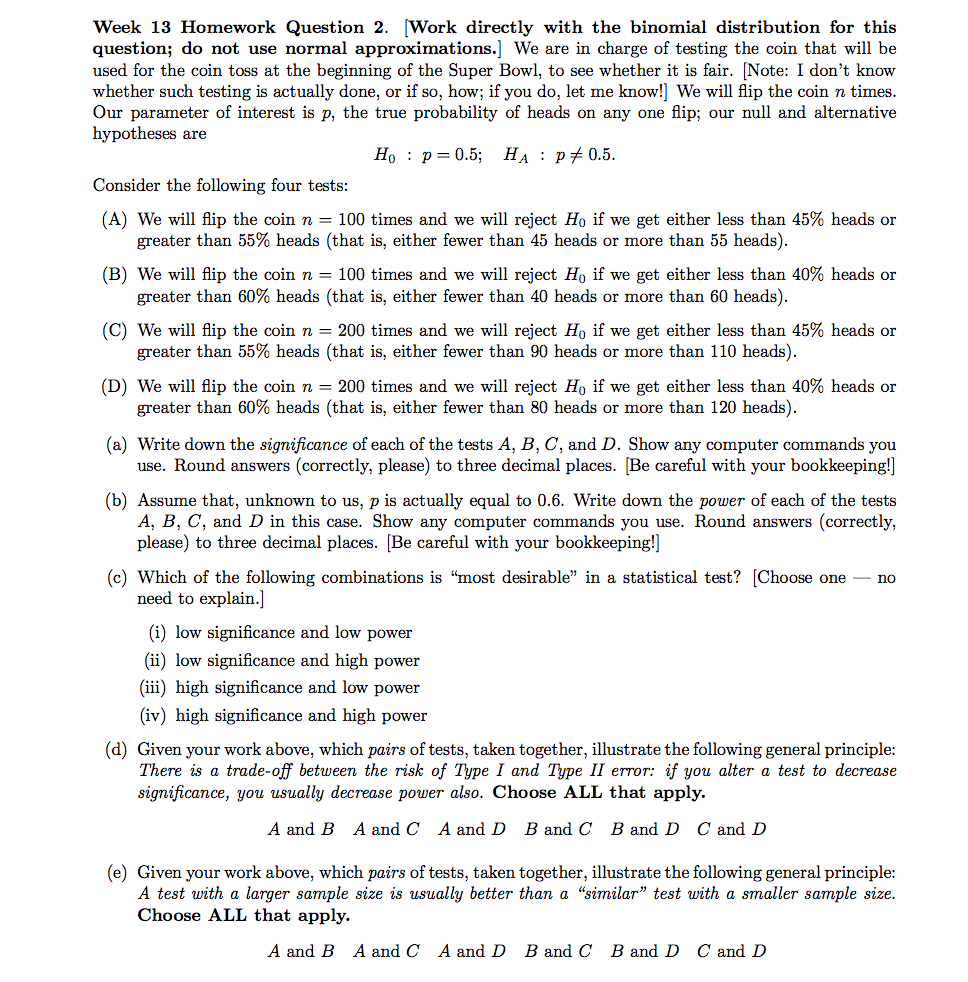 Solved Week 13 Homework Question 2. Work directly with the | Chegg.com
