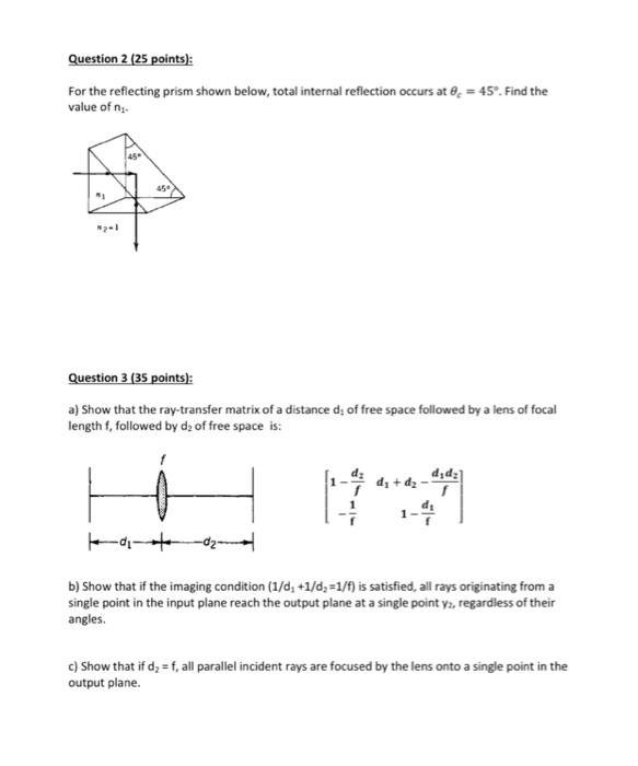 Solved Question 1 (40 points Show that paraxial rays | Chegg.com Solved Question 1 (40 points Show that paraxial rays | Chegg.com