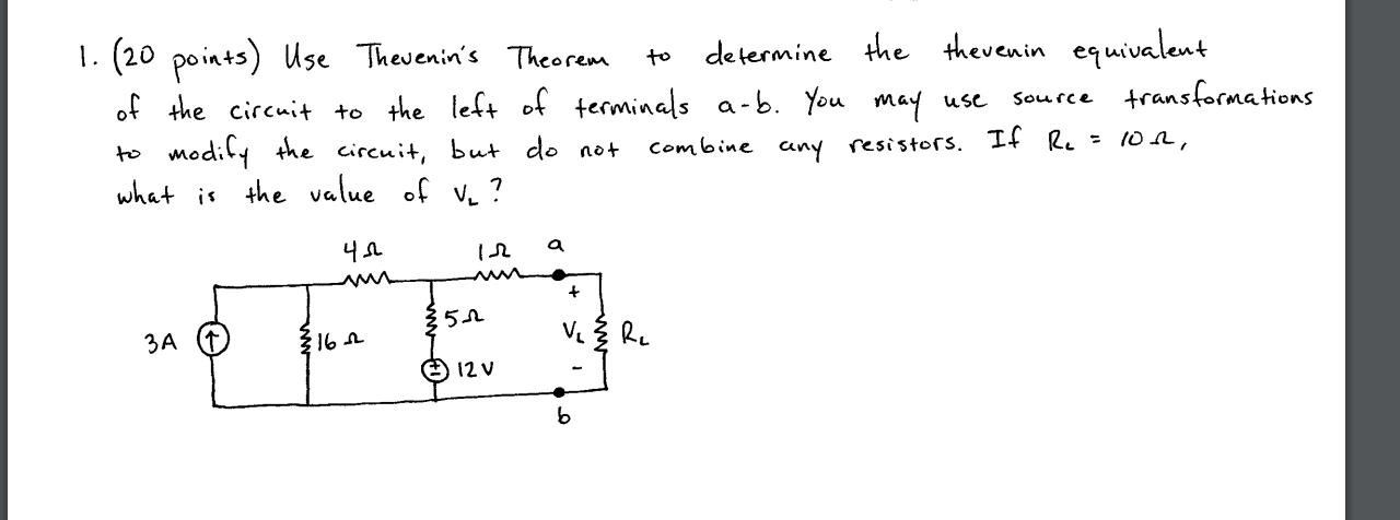 Solved by an EXPERT (20 ﻿points) ﻿Use Thevenin's Theorem to ﻿determine | Chegg.com