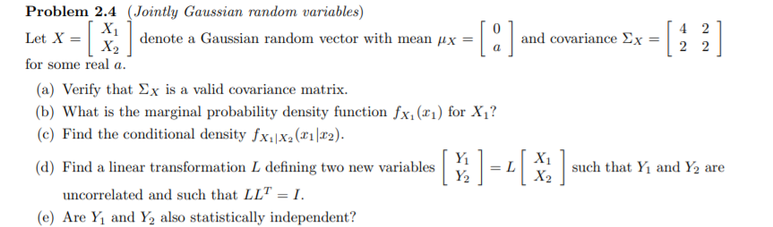 Problem 2.4 (Jointly Gaussian random variables) -[ Х1 | Chegg.com