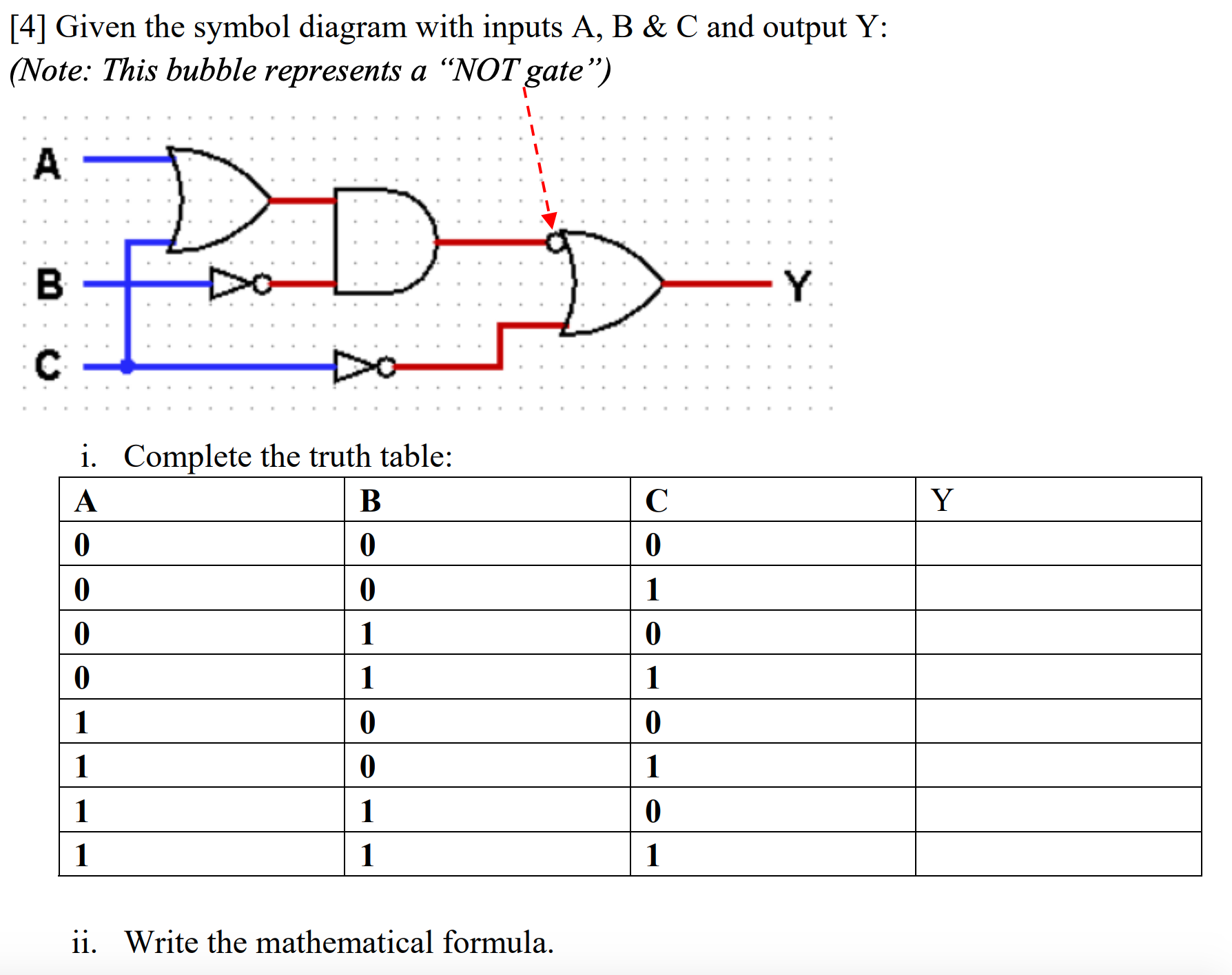 Solved [4] Given the symbol diagram with inputs A, B & C and | Chegg.com