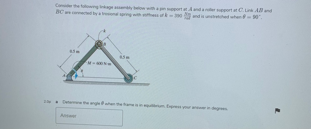 Solved Consider the following linkage assembly below with a | Chegg.com
