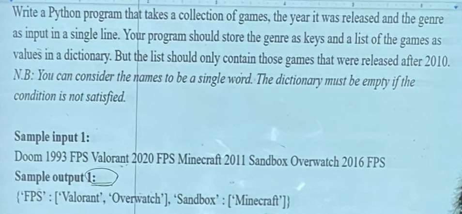 Solved Write a Python program that takes a collection of | Chegg.com