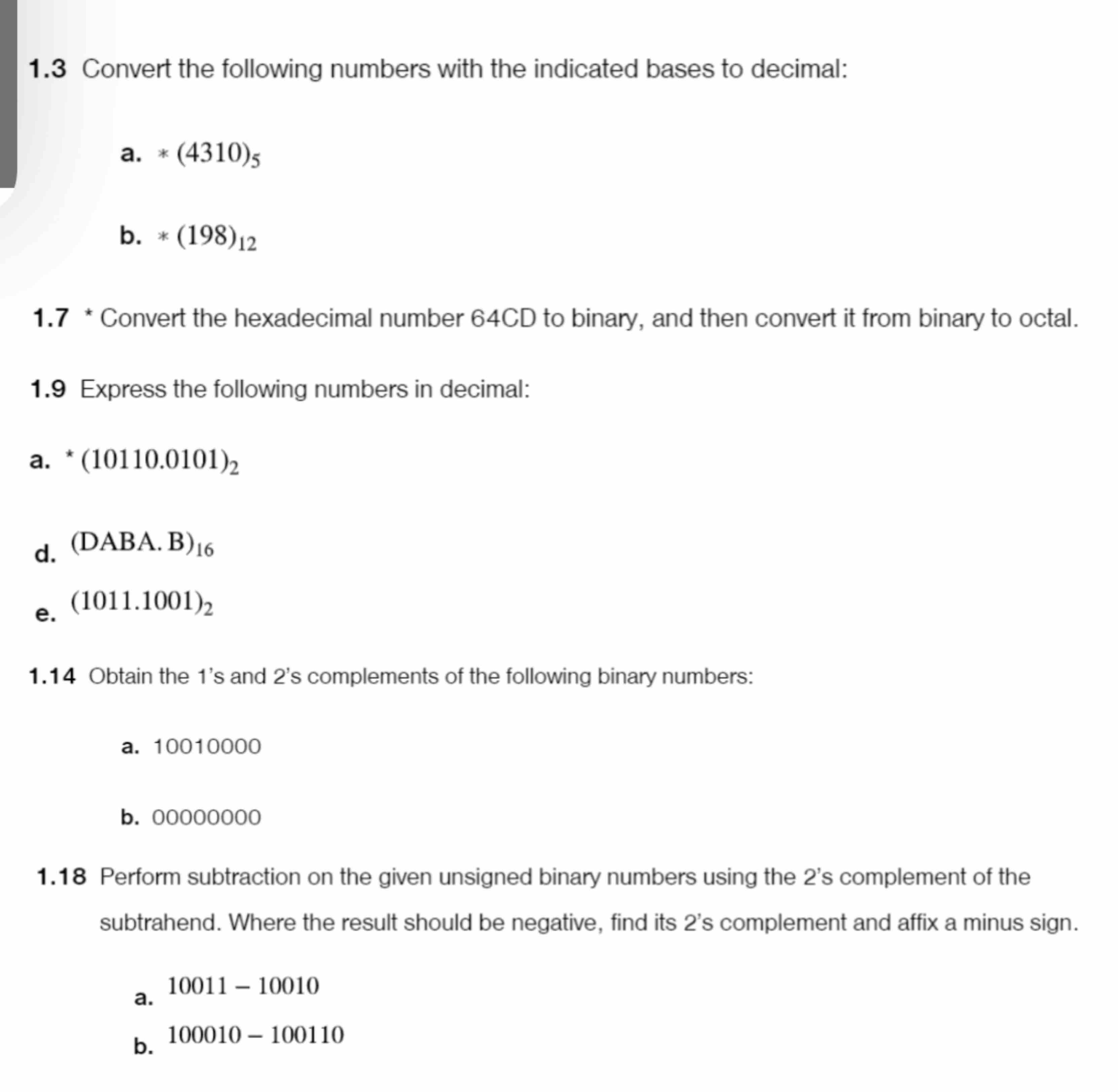 Solved 1.3 ﻿Convert the following numbers with the indicated | Chegg.com