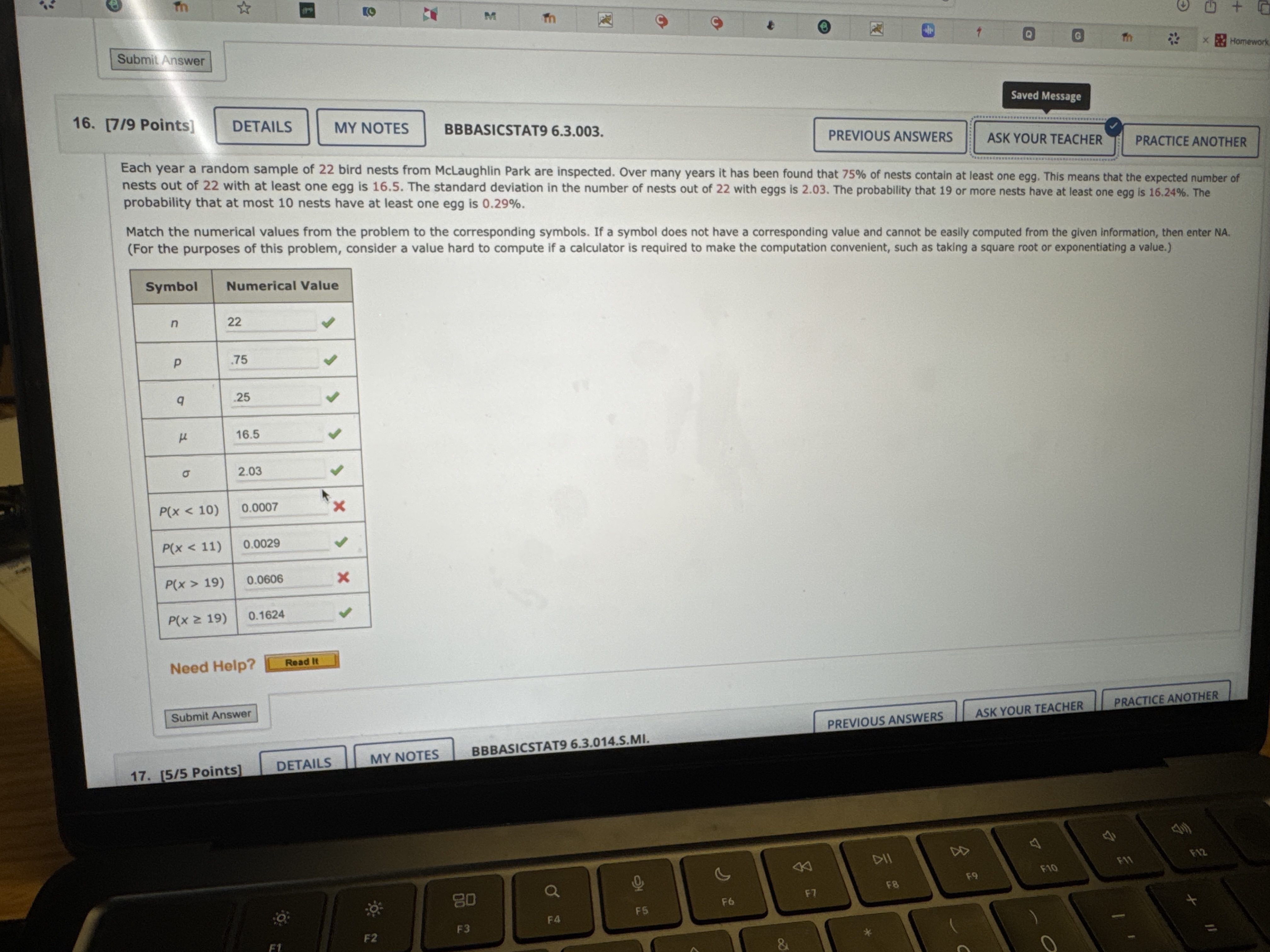 Solved probability that at most 10 ﻿nests have at least one | Chegg.com