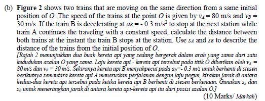 Solved () Figure 2 shows two trains that are moving on the | Chegg.com