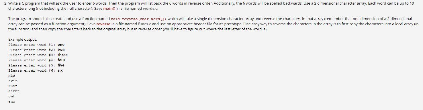 Solved 2. Write a C program that will ask the user to enter | Chegg.com