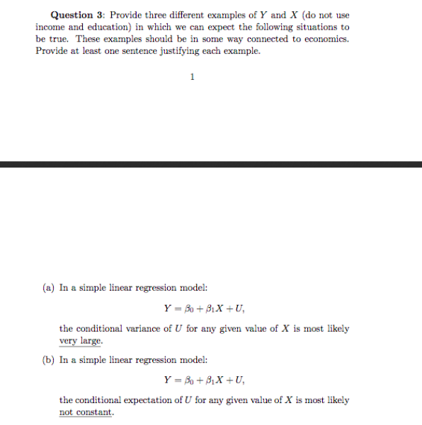 Solved Question 3: Provide three different examples of Y and | Chegg.com