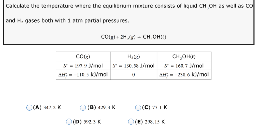 Solved Calculate the temperature where the equilibrium | Chegg.com