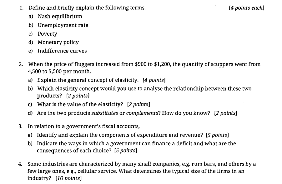 Solved 1. Define and briefly explain the following terms. [4 | Chegg.com