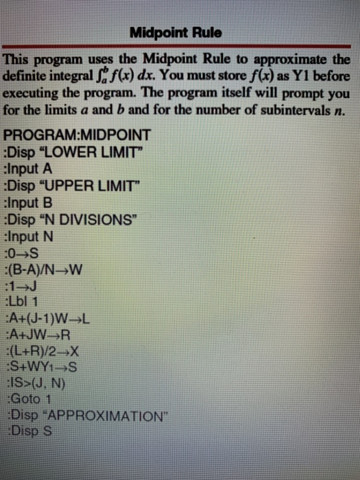 Solved 10 56 028 Using the Midpoint Rule program in Appendix | Chegg.com