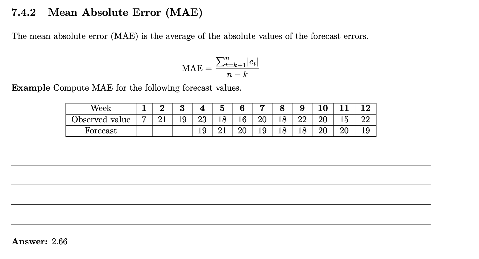 Solved Can someone teach me how to do MFE, MAE, MSE and | Chegg.com