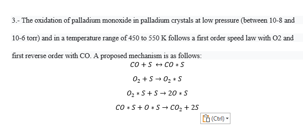 3.- The oxidation of palladium monoxide in palladium | Chegg.com