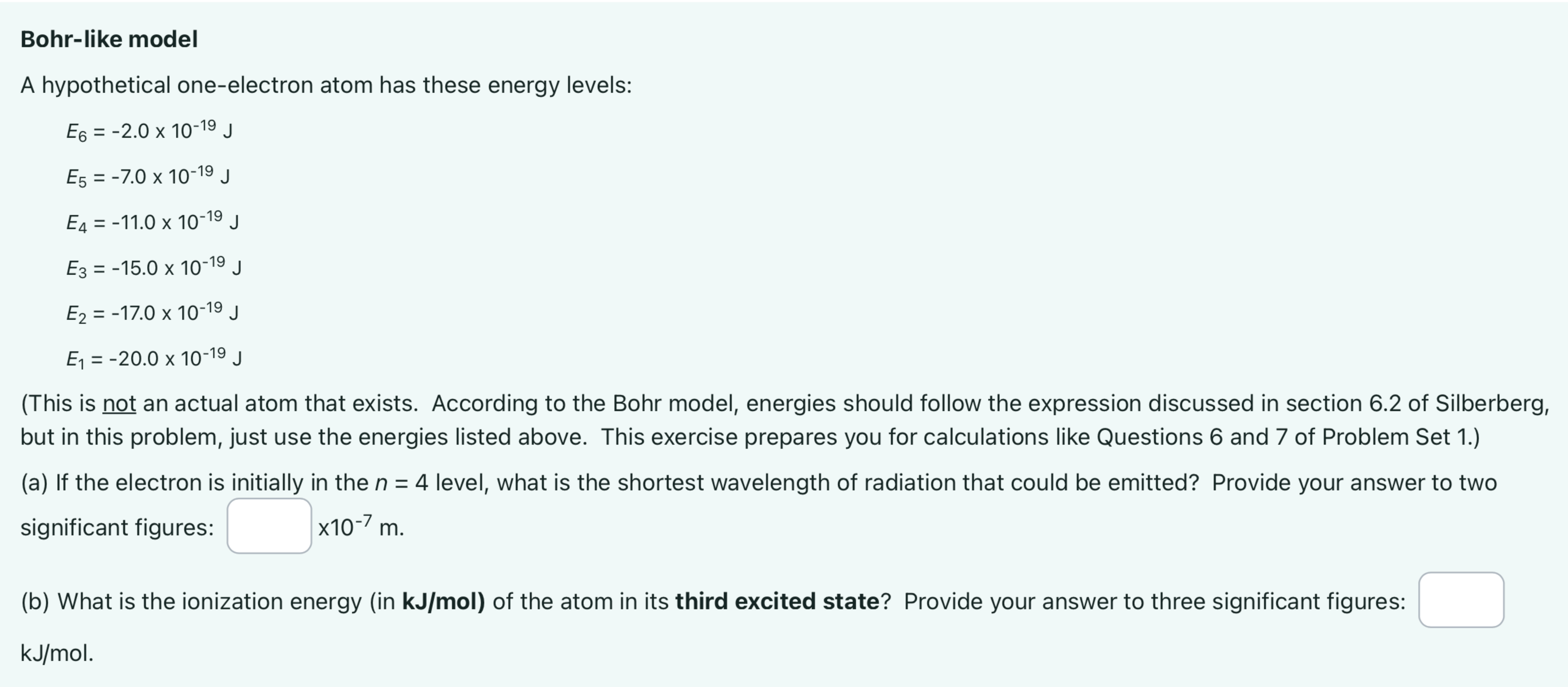 Solved Bohr-like modelA hypothetical one-electron atom has | Chegg.com