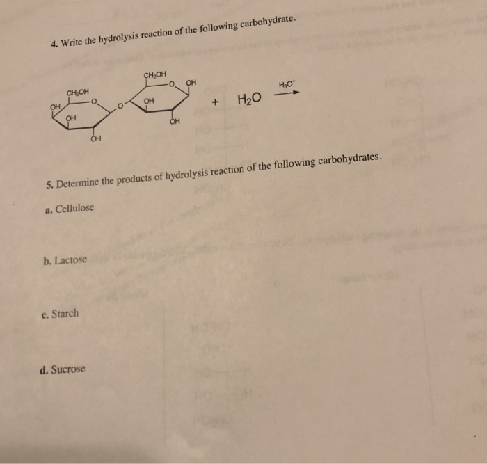 Solved 4. Write the hydrolysis reaction of the following | Chegg.com