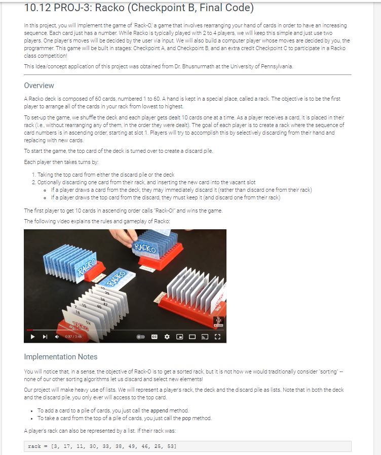 Solved Checkpoint Bin Checkpoint B The Game Will Be 
