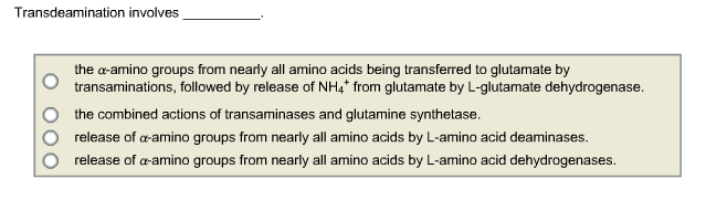 Solved Transdeamination involves the ?-amino groups from | Chegg.com