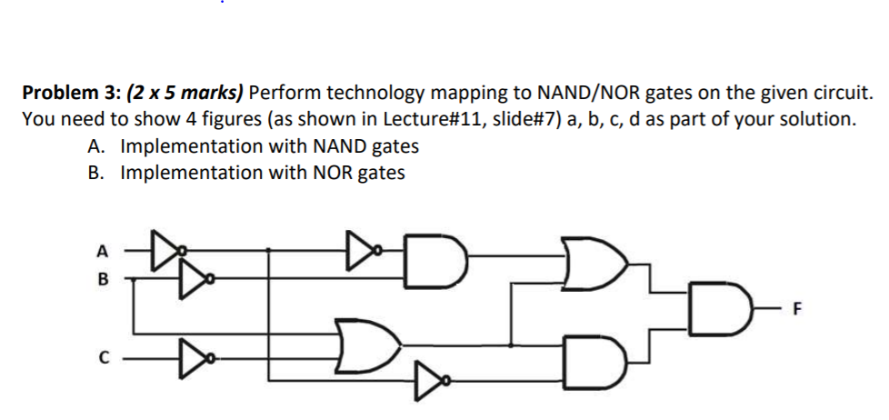 Solved Problem 3: (2 x 5 marks) Perform technology mapping | Chegg.com