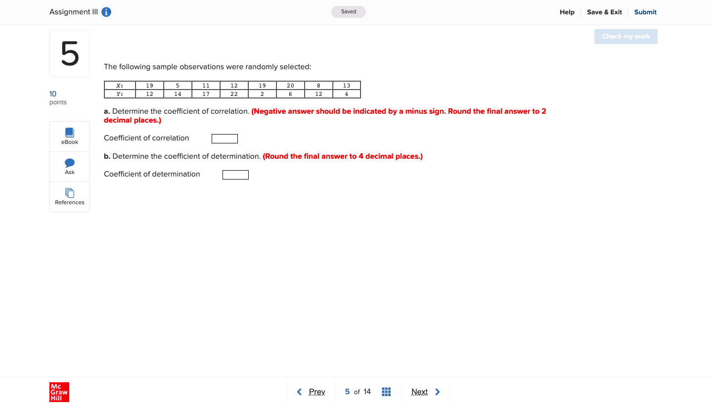 Solved Assignment Iii Saved Help Save And Exit Submit Check My