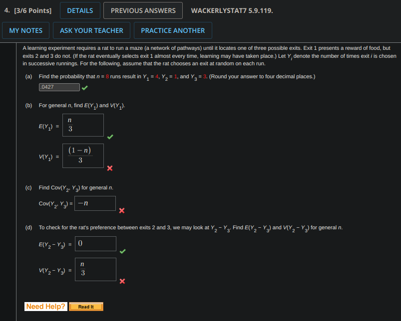 Solved A learning experiment requires a rat to run a maze (a | Chegg.com