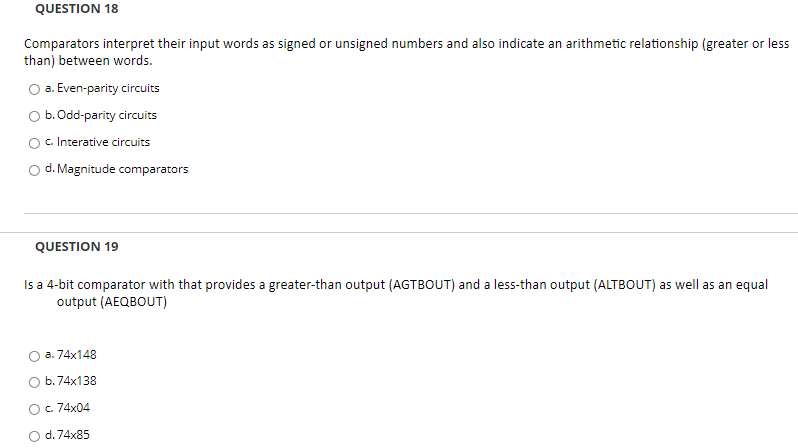 Solved QUESTION 18 Comparators interpret their input words | Chegg.com