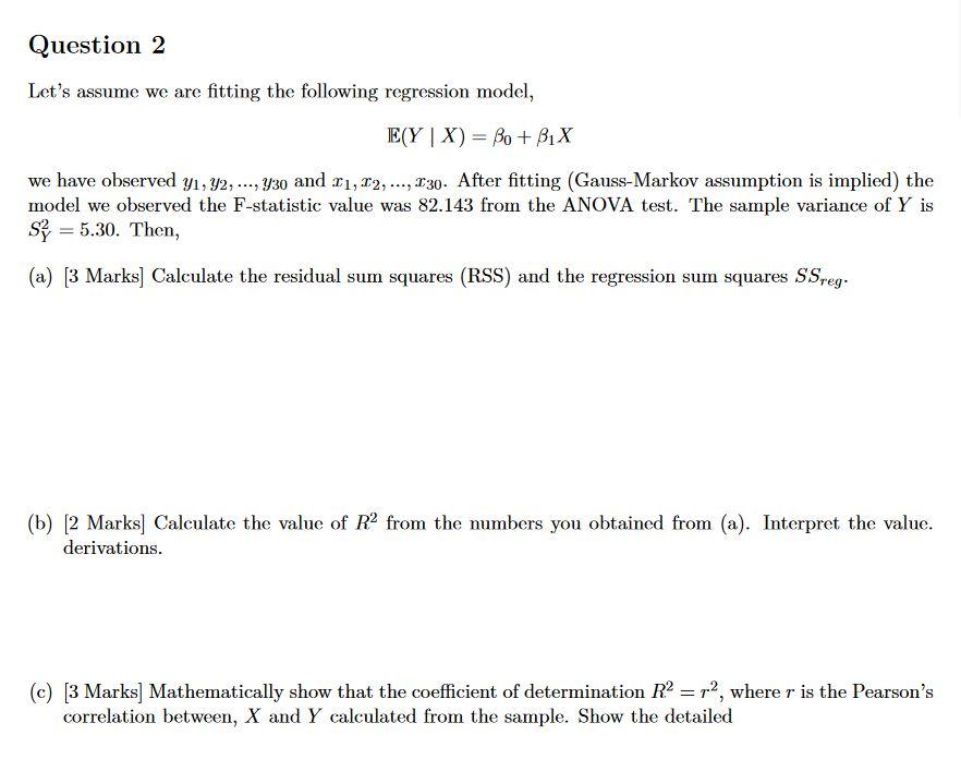 Solved Let's assume we are fitting the following regression | Chegg.com