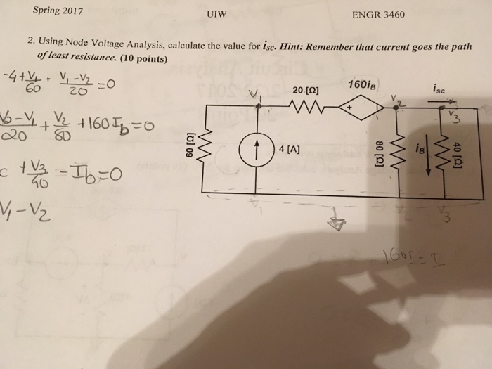 Solved Using Node Voltage Analysis, calculate the value for | Chegg.com