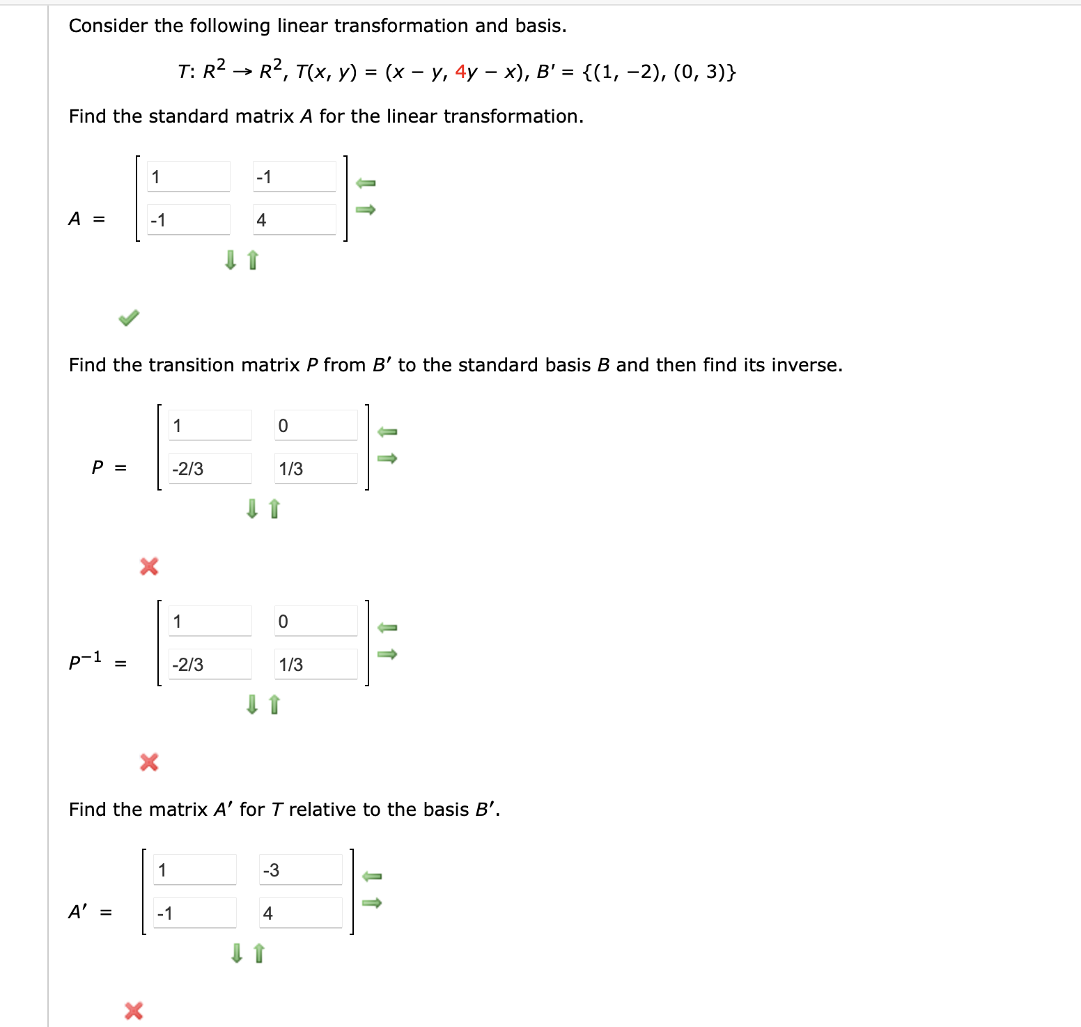 Consider the following linear transformation and | Chegg.com