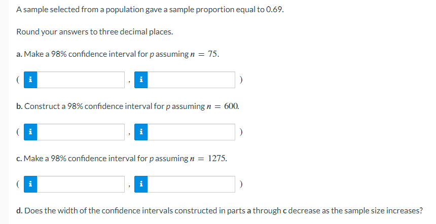 Solved A sample selected from a population gave a sample | Chegg.com