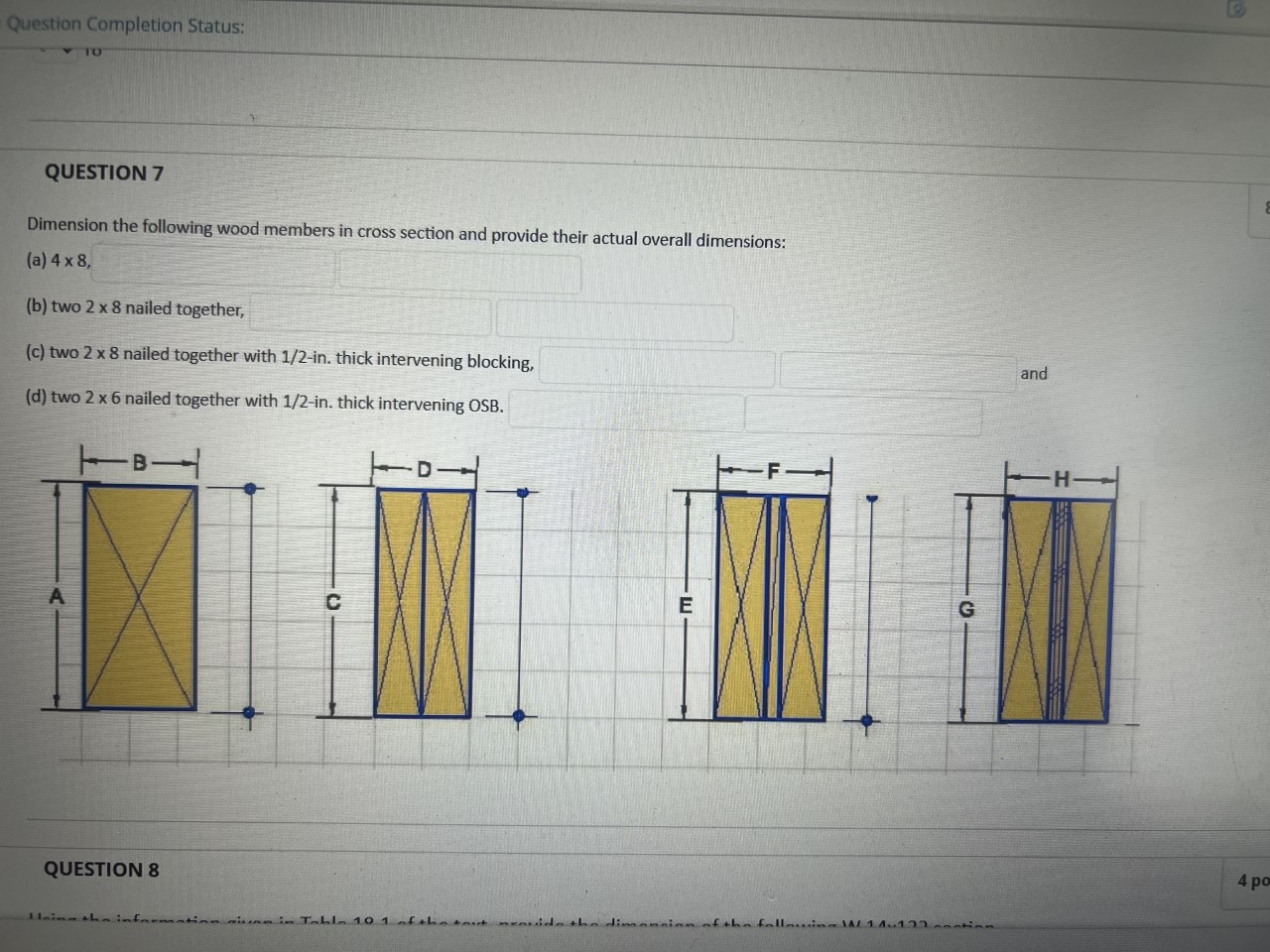 Solved Dimension the following wood members in cross section | Chegg.com