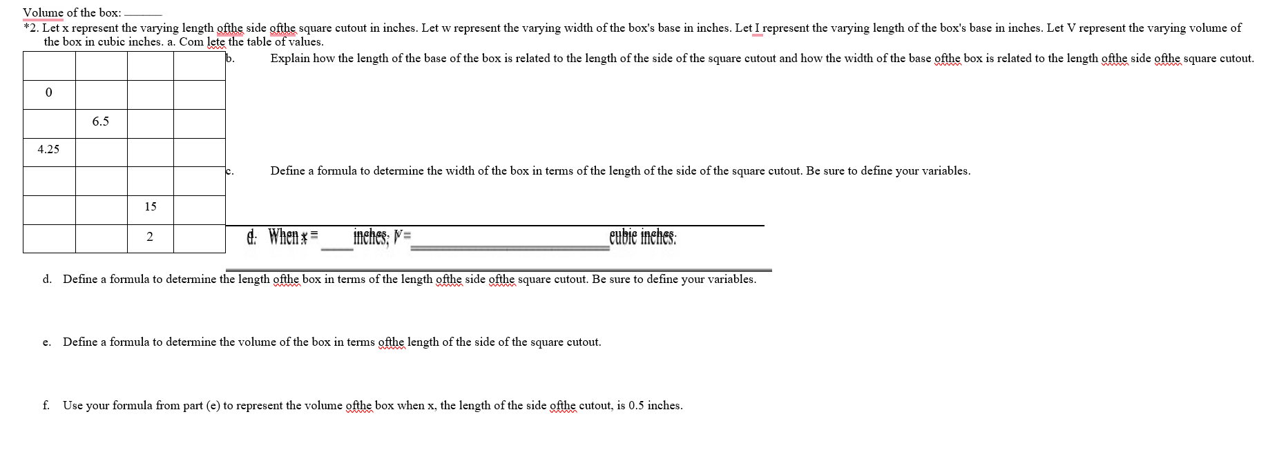 Solved Volume of the box: the box in cubic inches. a. Com | Chegg.com