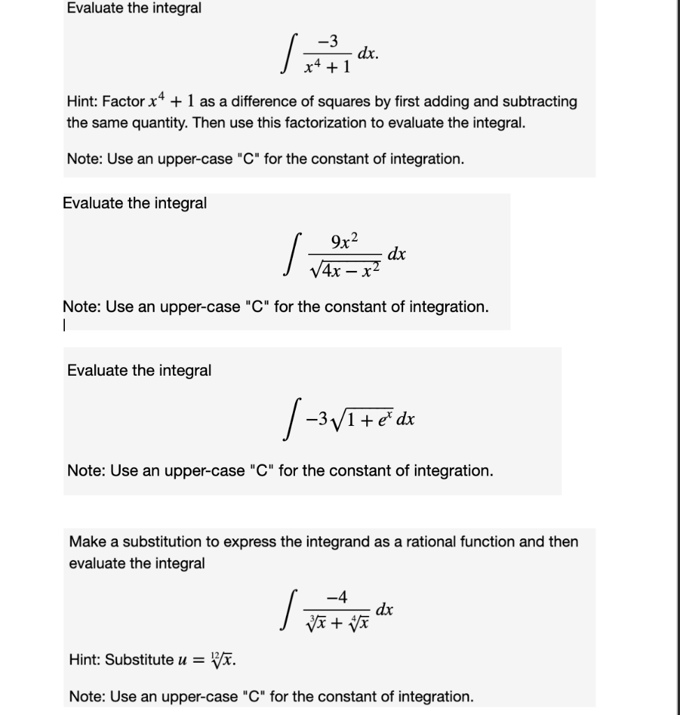 Solved Evaluate The Integral X4 1 Hint Factor X4 1 As A Chegg solved-evaluate-the-integral-x4-1-hint-factor-x4-1-as-a-chegg