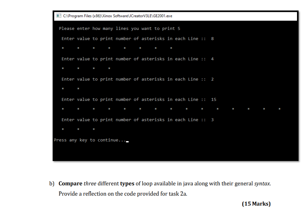 Solved 2) a) Write a java program using any type of loop, | Chegg.com