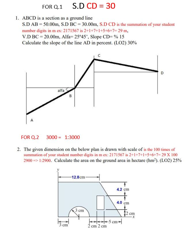 Solved FOR Q.1 S.D CD = 30 1. ABCD is a section as a ground | Chegg.com