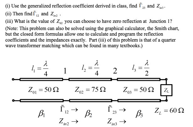 Solved (1) Use the generalized reflection coefficient | Chegg.com
