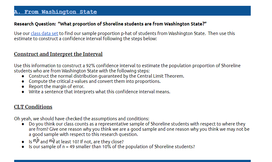 Solved A. From Washington State Research Question: "what | Chegg.com