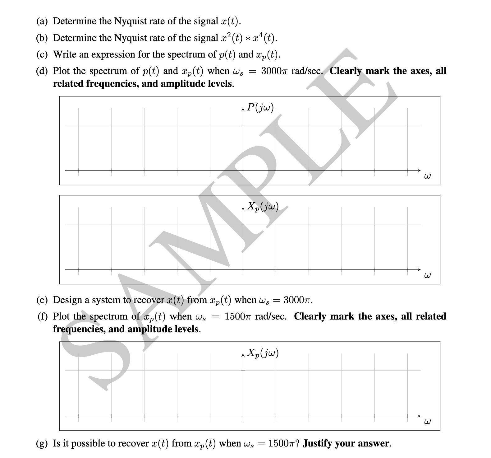 (a) Determine the Nyquist rate of the signal x(t). | Chegg.com