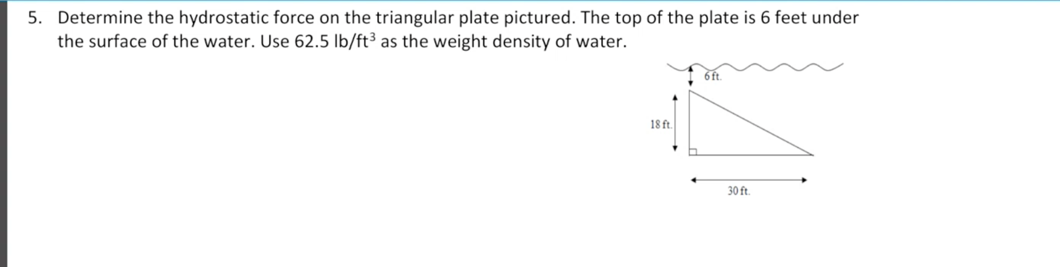 Solved 5. Determine the hydrostatic force on the triangular | Chegg.com