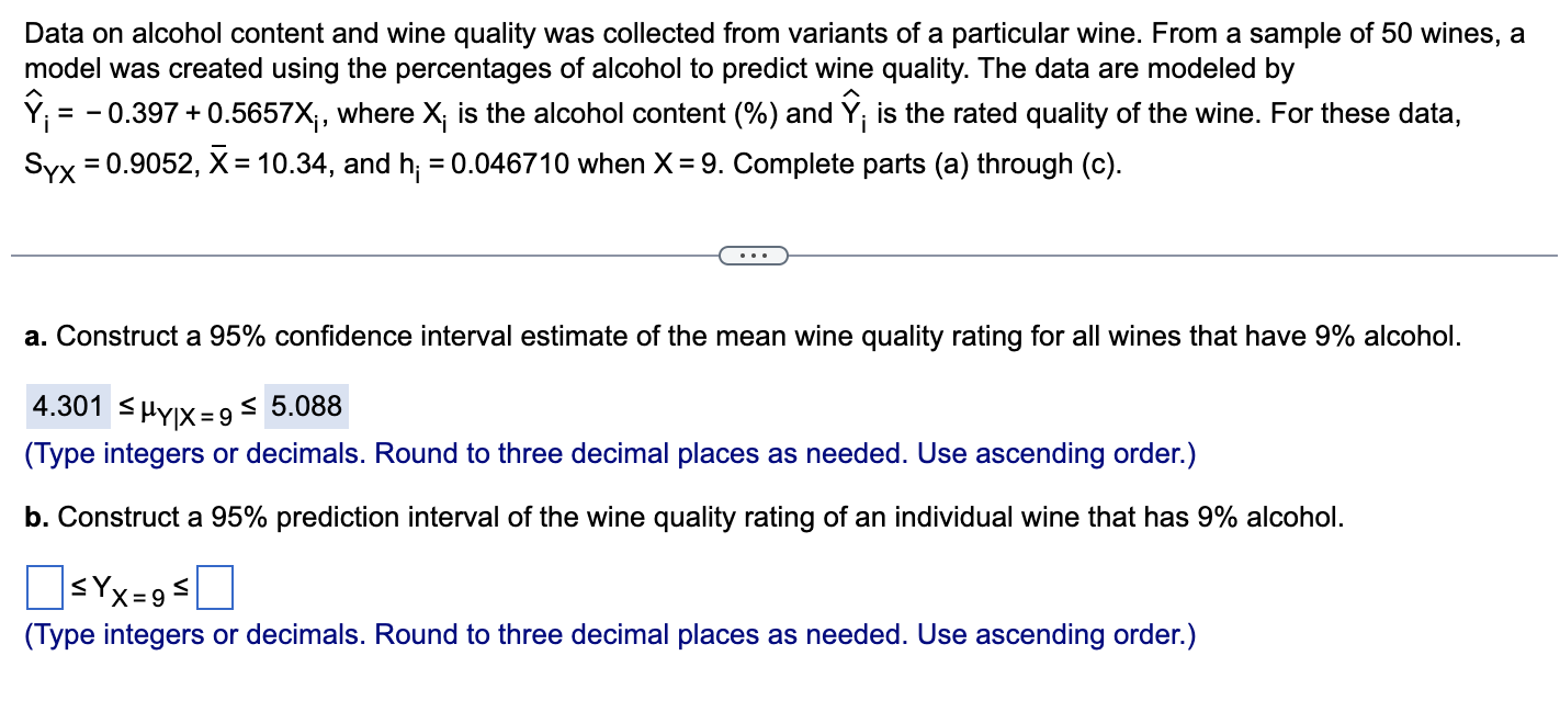 Solved Data on alcohol content and wine quality was | Chegg.com