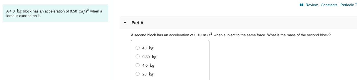 Solved Review | Constants Periodic T A 4.0 kg block has an | Chegg.com
