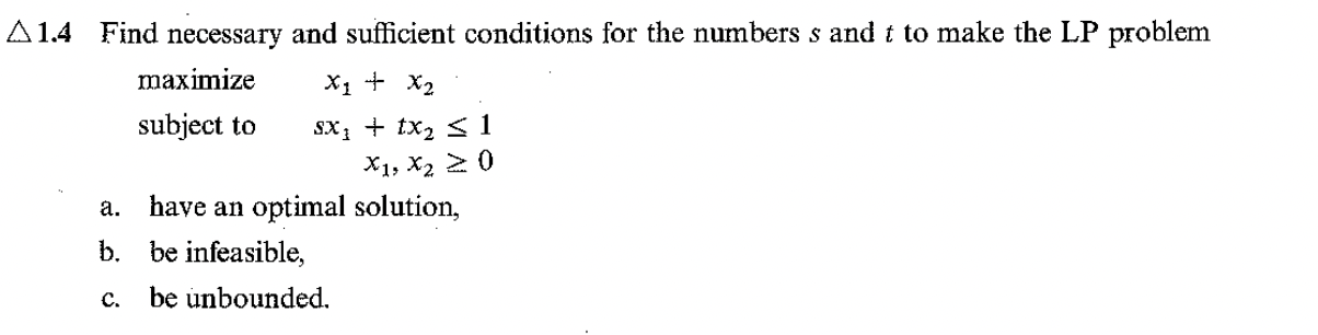 Solved A1.4 Find necessary and sufficient conditions for the | Chegg.com
