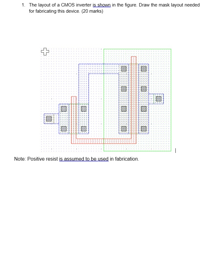Solved 1. The layout of a CMOS inverter is.shown in the | Chegg.com