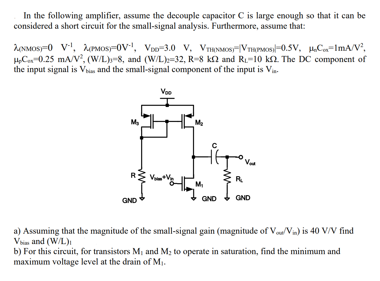 Solved In the following amplifier, assume the decouple | Chegg.com