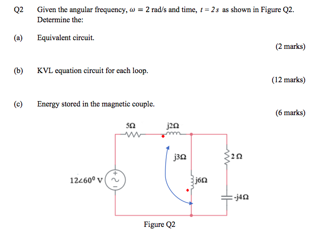 Solved Q2 Given the angular frequency, w = 2 rad/s and time, | Chegg.com