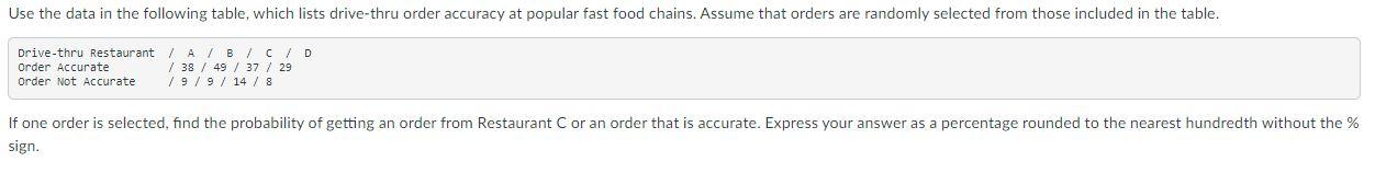 Solved Use the data in the following table, which lists | Chegg.com