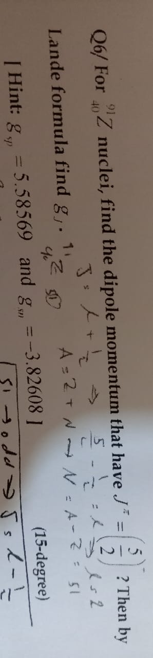 Solved Q6/ ﻿For ?4091Z ﻿nuclei, find the dipole momentum | Chegg.com