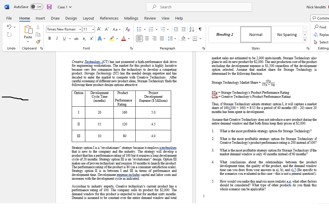 Solved Nick Venditti esign Layout References Mailings Review | Chegg.com