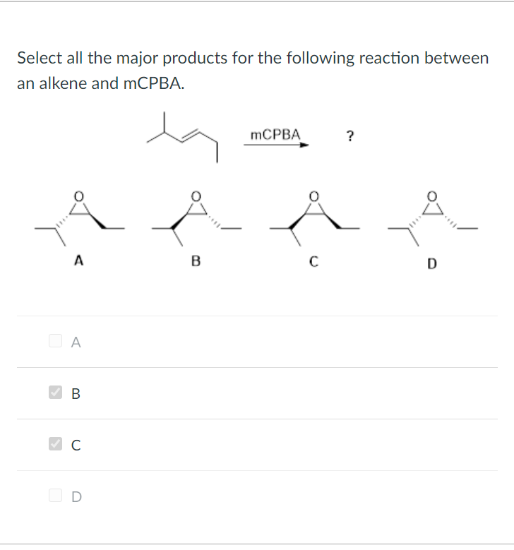 Solved Select all the major products for the following | Chegg.com