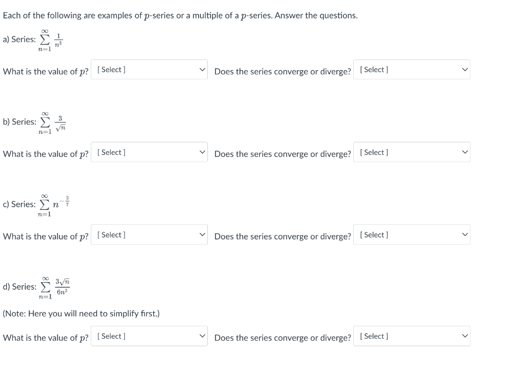 Solved Each of the following are examples of p-series or a | Chegg.com